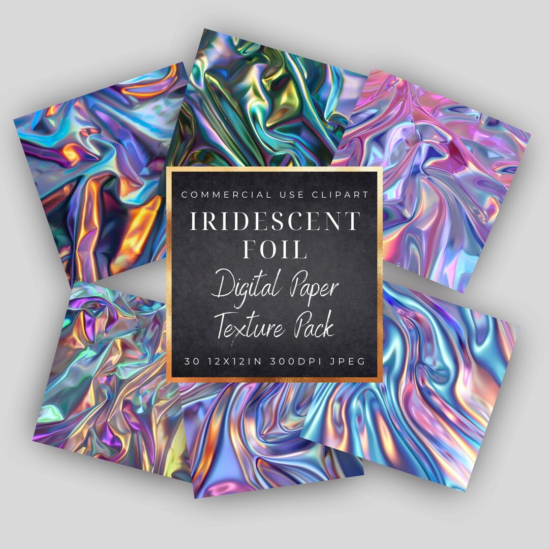 Iridescent Digital Papers Clipart-jpeg-holographic Foil Textures ...