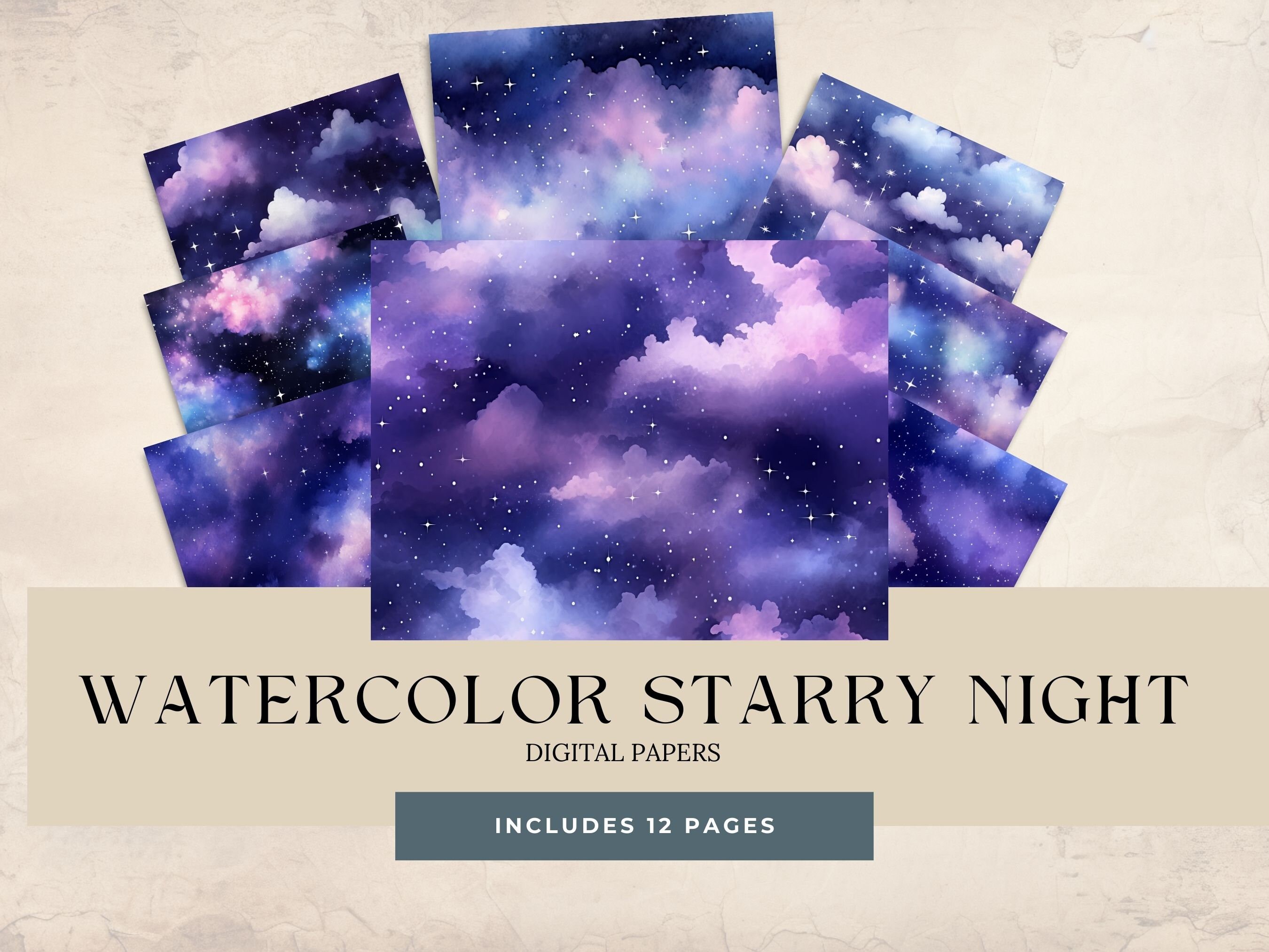 Stary Night Sky Seamless Digital Paper Clipart-galaxy Stars Pattern ...