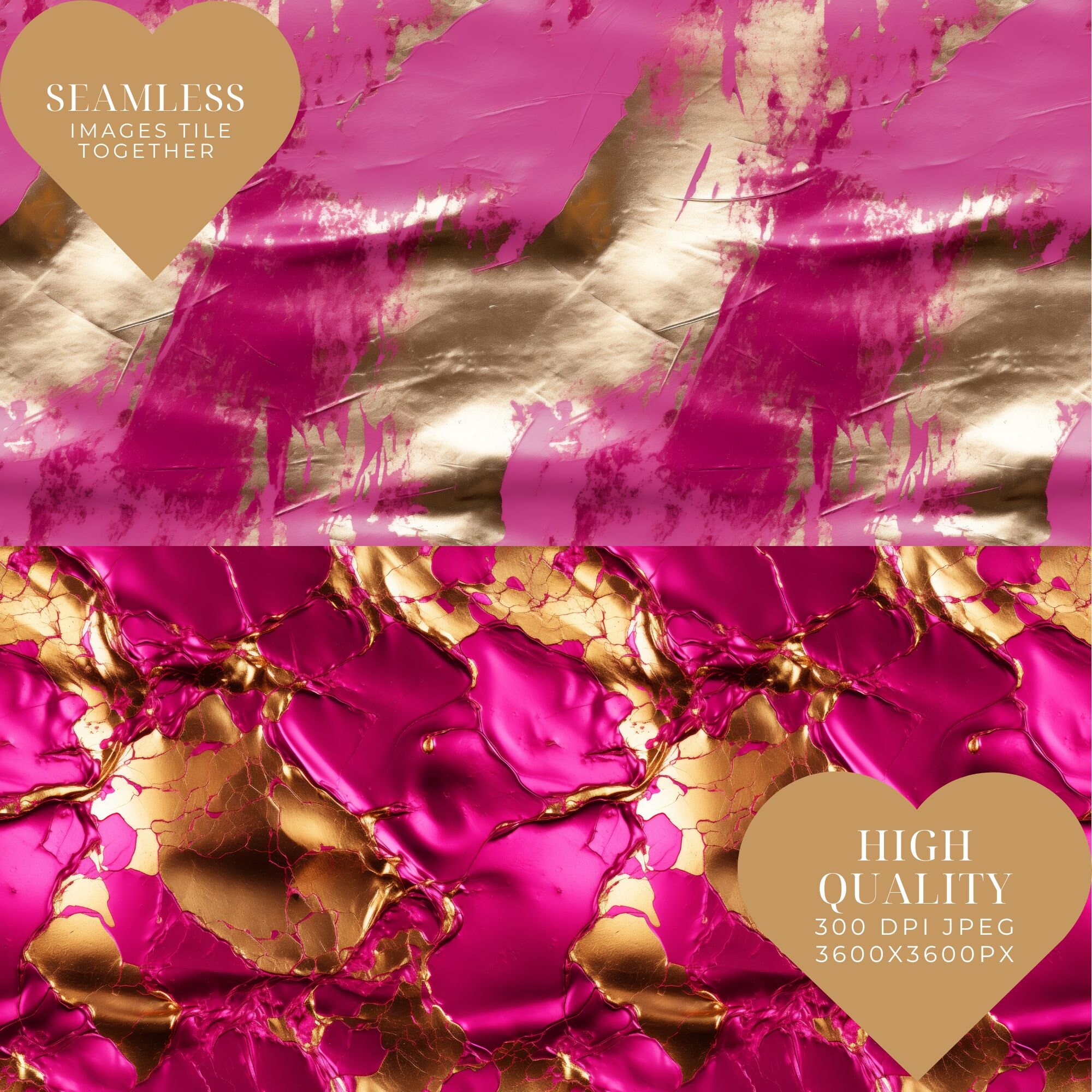 Hot Pink Fuchsia & Gold Foil Seamless Digital Paper Clipart-metallic ...