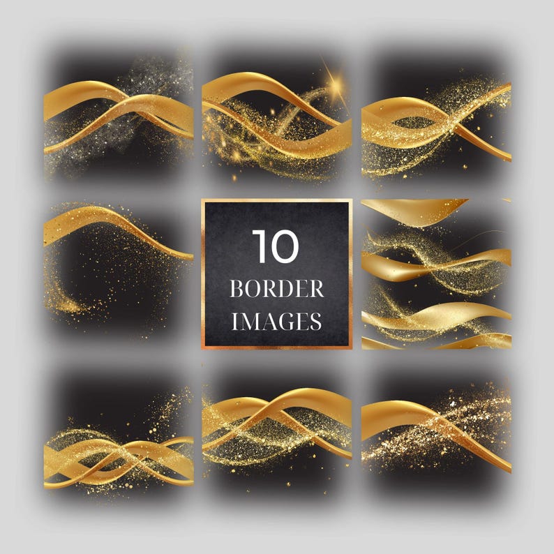 Gold Glitter Seamless Border PNG- Clipart Texture - 300DPI Transparent ...