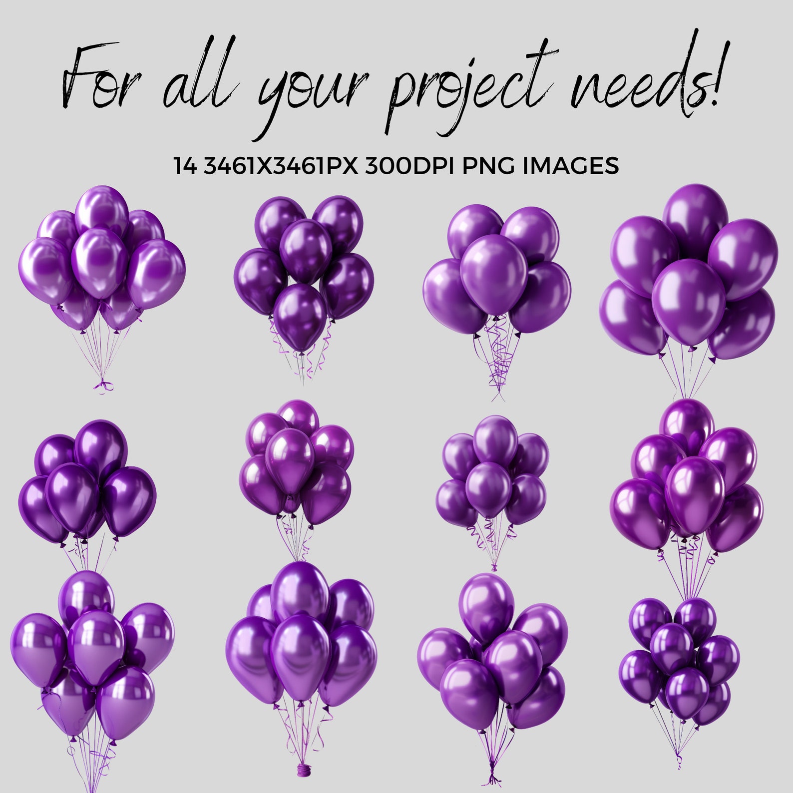Purple Balloon Clipart- 300DPI Png-party Balloon Clip Art-invites ...