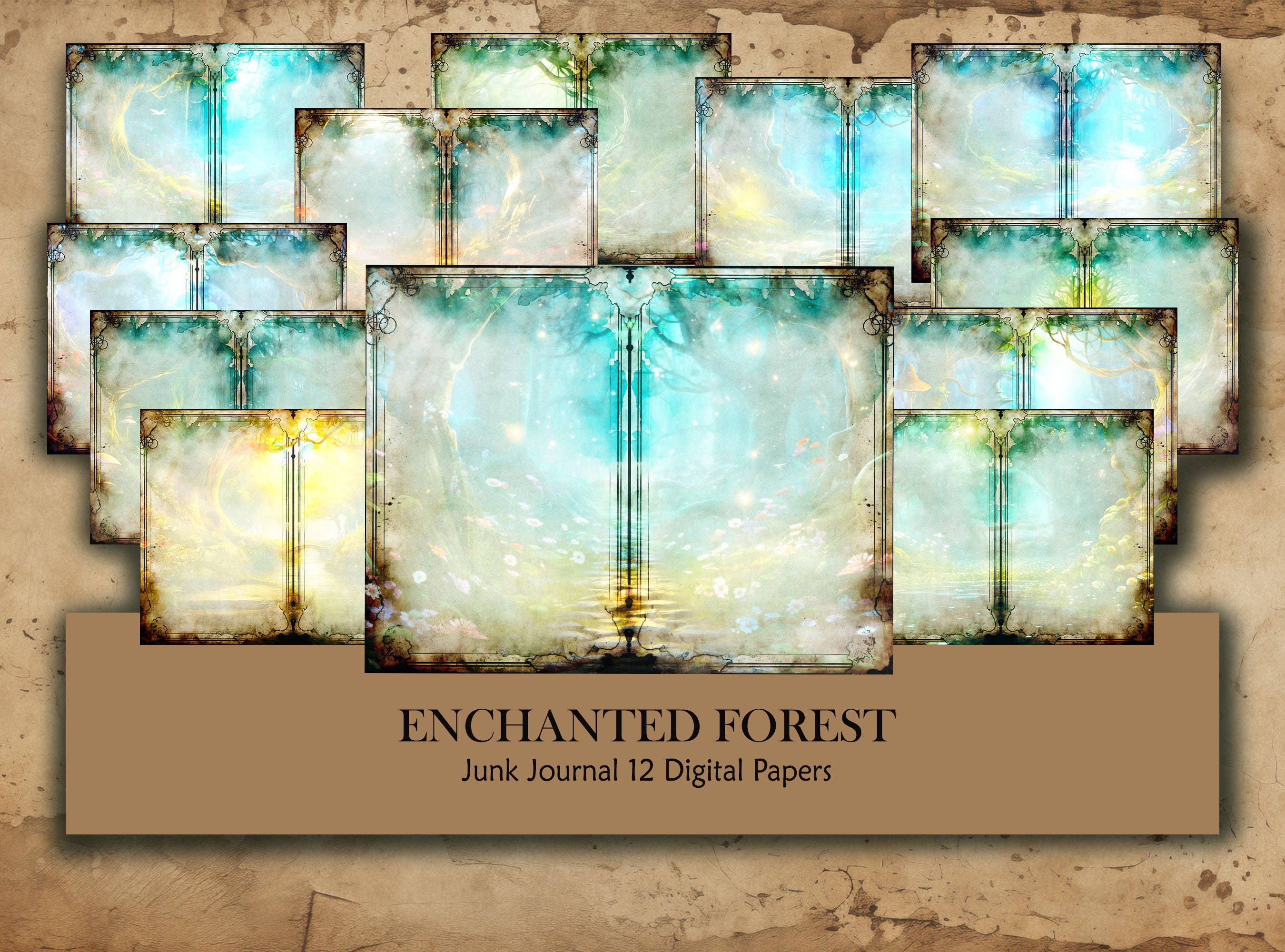 Enchanted Forest Junk Journal Digital Paper-castle-commercial Use-us ...