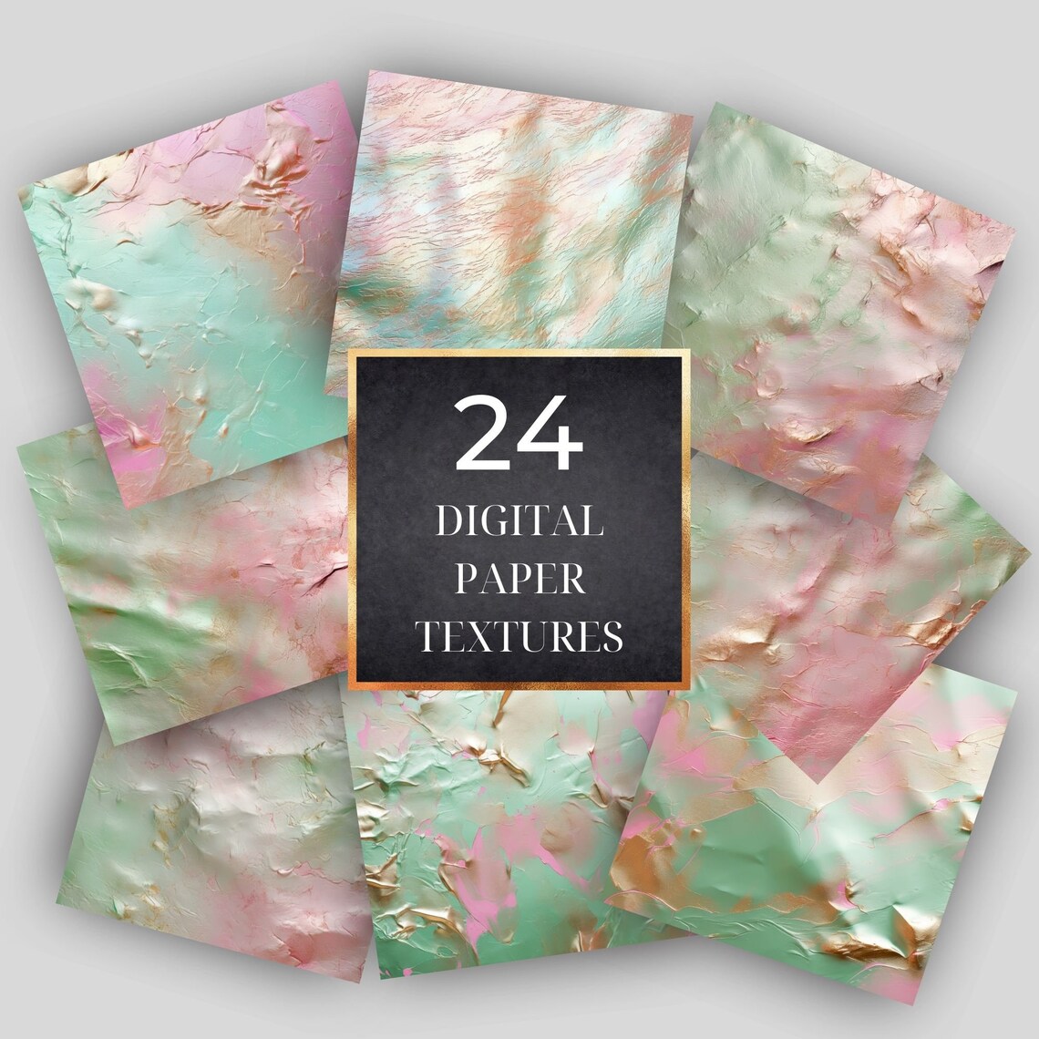 Sage and Pink Digital Papers- Textures Foil-gold- Clipart-jpeg ...