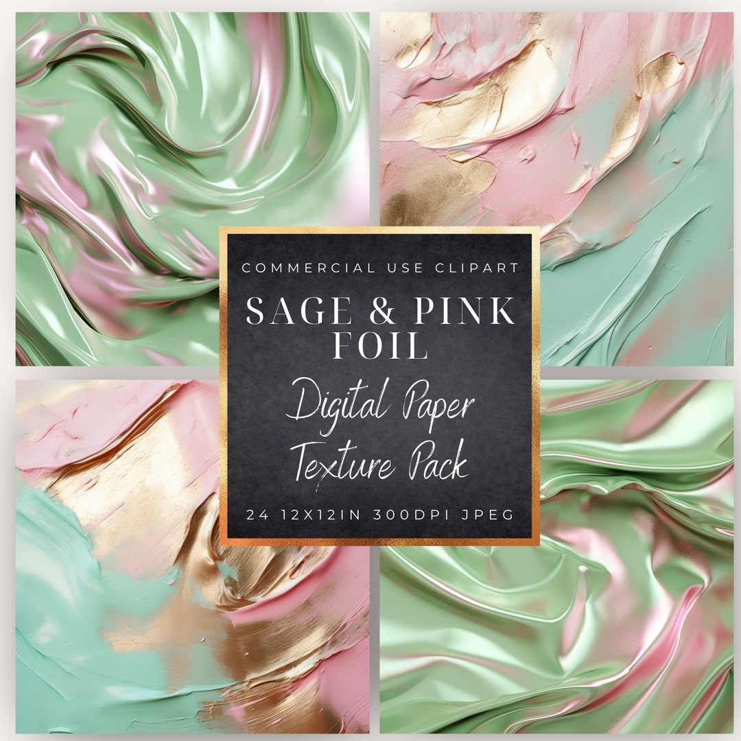 Sage and Pink Digital Papers- Textures Foil-gold- Clipart-jpeg ...