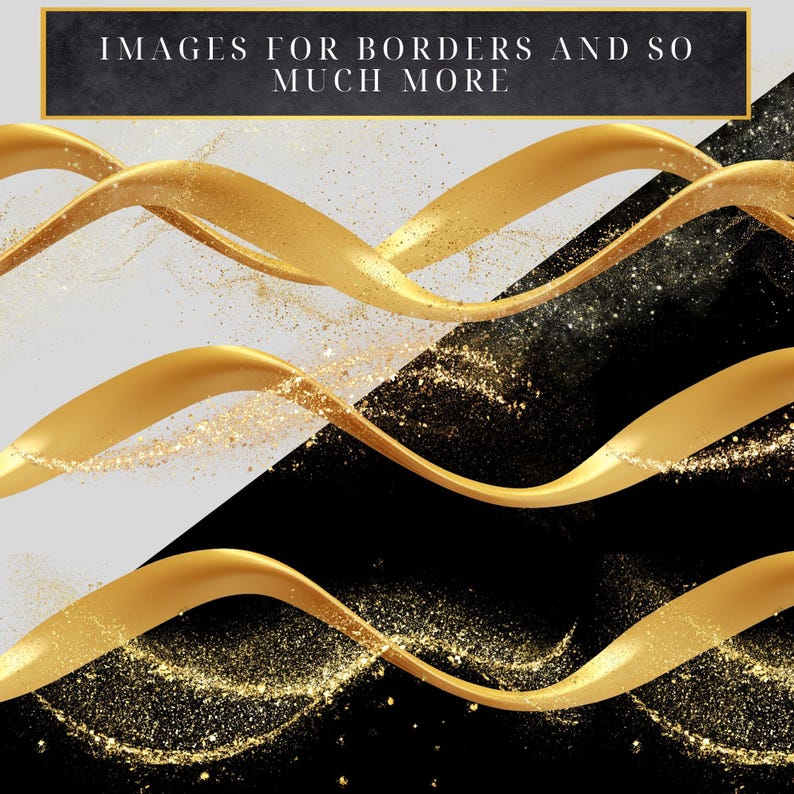 Gold Glitter Seamless Border PNG- Clipart Texture - 300DPI Transparent ...
