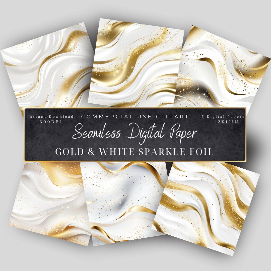 Gold Sparkle Seamless Digital Paper: Metallic Texture (digital Download ...
