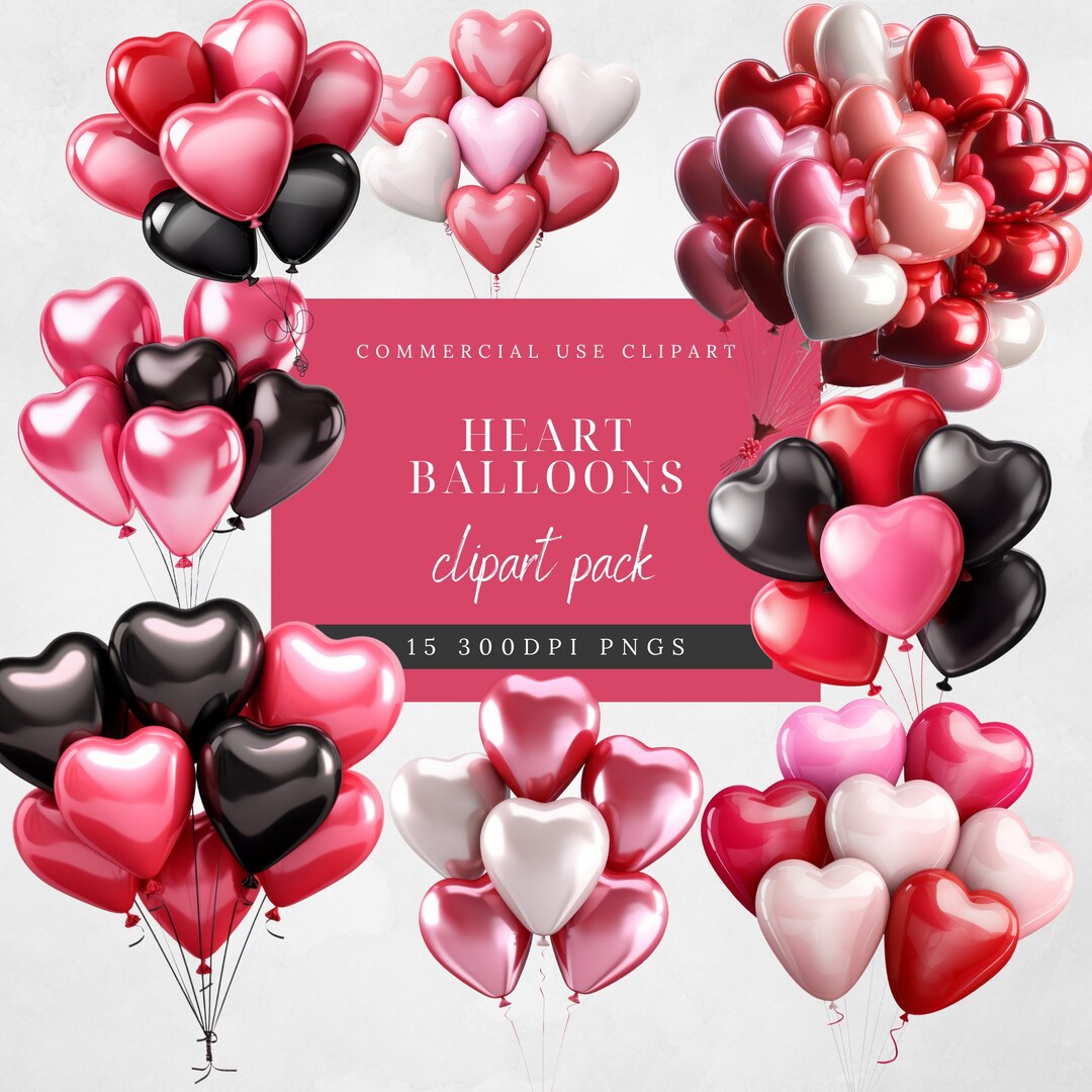 Heart Balloon Clipart-red & Pink 300DPI Transparent Png-valentine's ...
