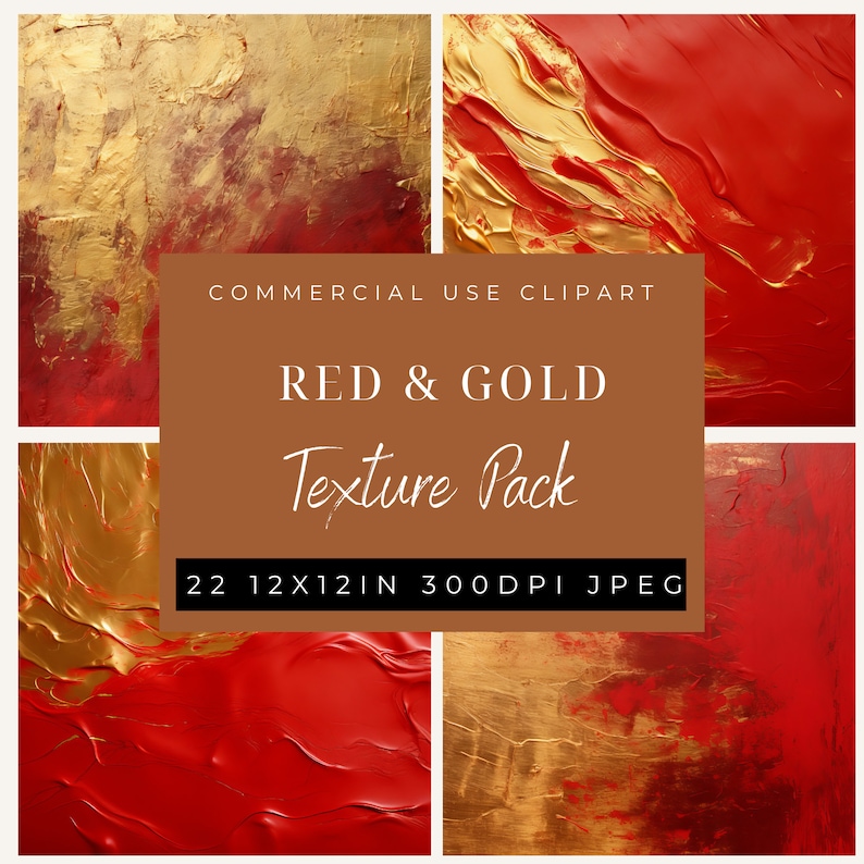 Red & Gold Foil Texture Clipart-jpeg Images -commercial Use 12x12in ...