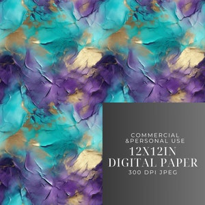 Purple Teal Gold Foil Digital Paper: Iridescent Texture (digital ...