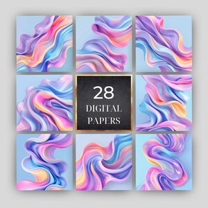Calm Pastel Rainbow Gradient Digital Paper Texture-soft Rainbow Foil ...