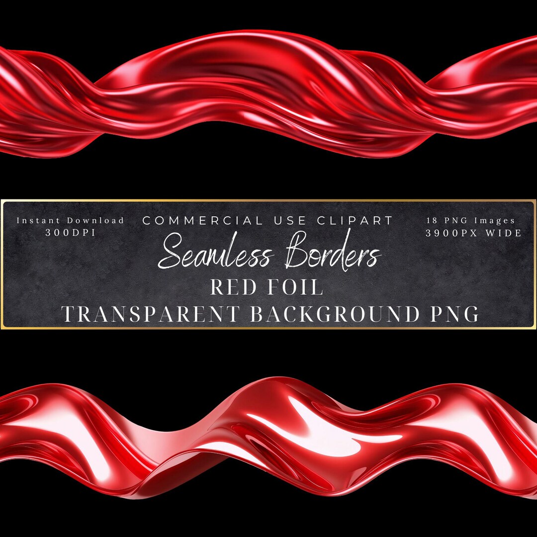 Red Foil Border Clipart PNG- Glam Edge Texture Seamless- 300DPI ...