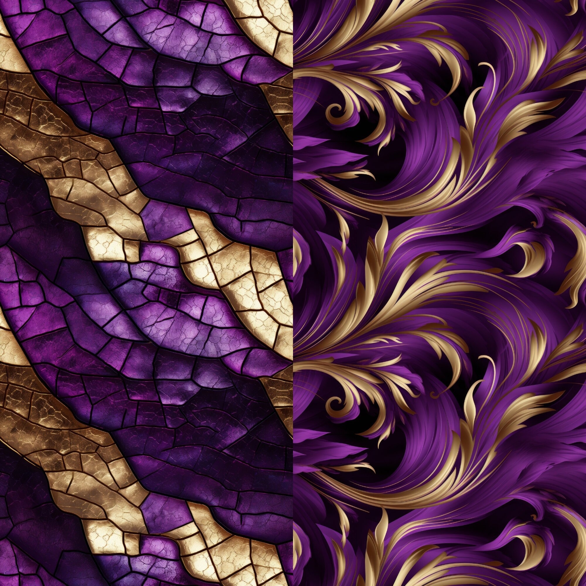 Purple & Gold Foil Texture Seamless Digital Paper Clipart-commercial ...