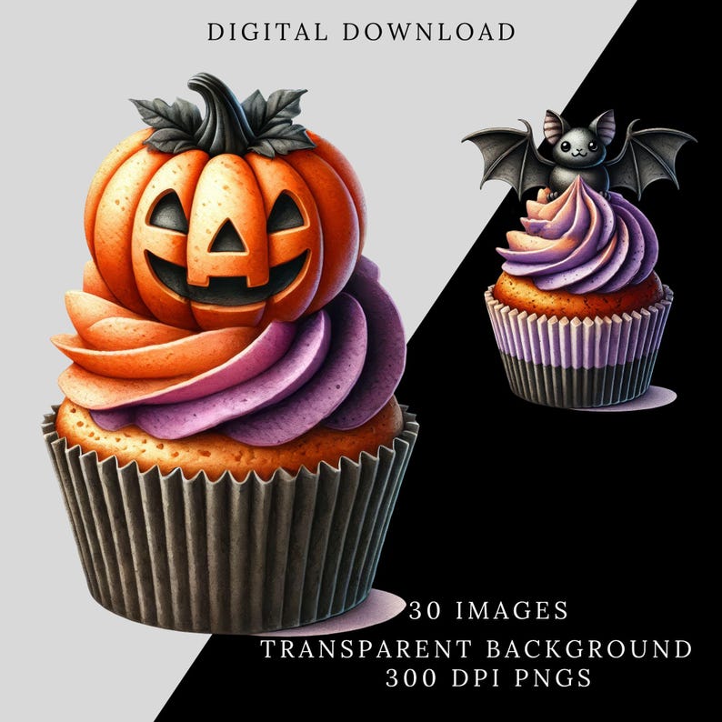 Halloween Cupcakes Clipart-dessert-treats-trick or Treat-spooky ...