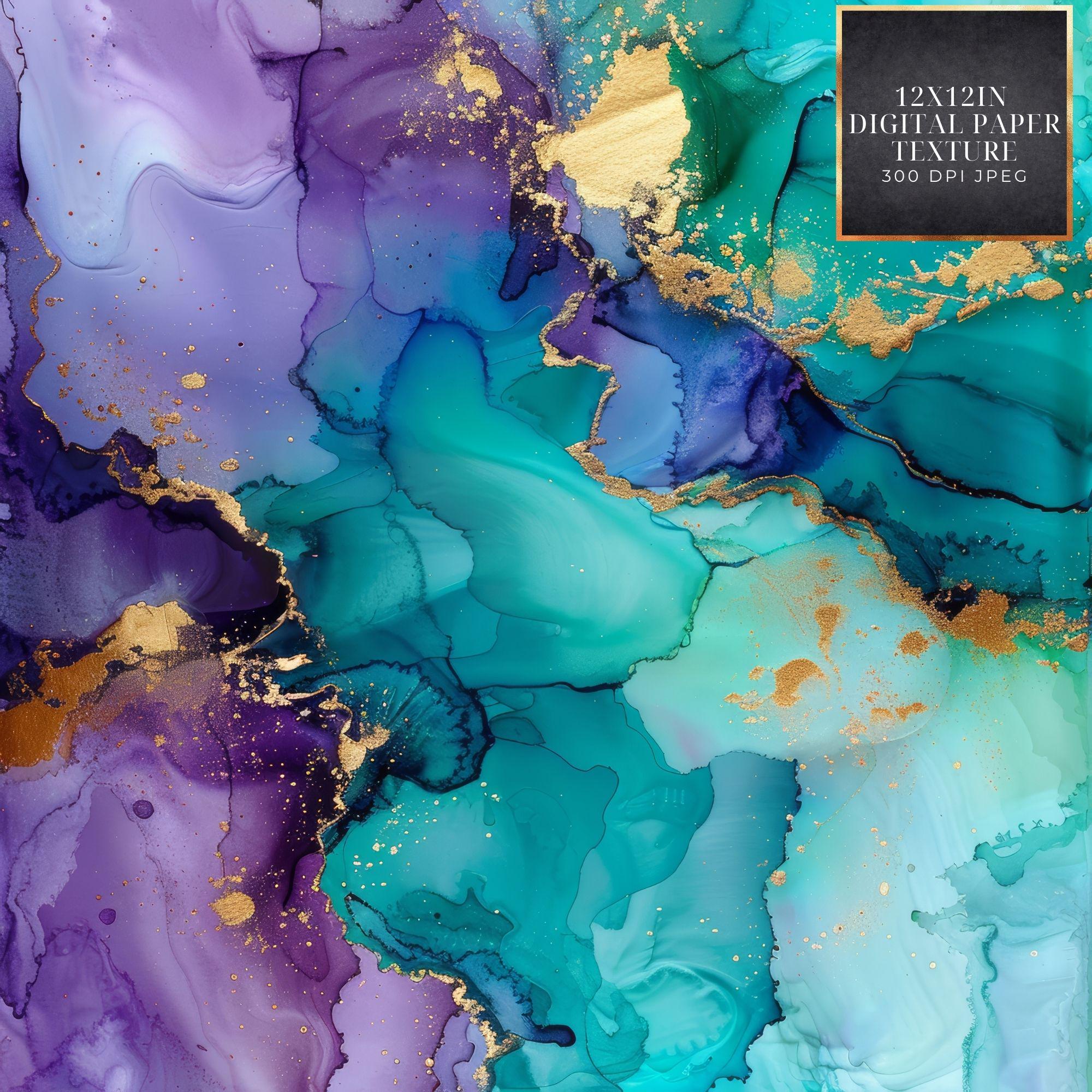 Alcohol Ink Digital Paper Bundle-purple & Teal Texture Clipart-jpeg ...