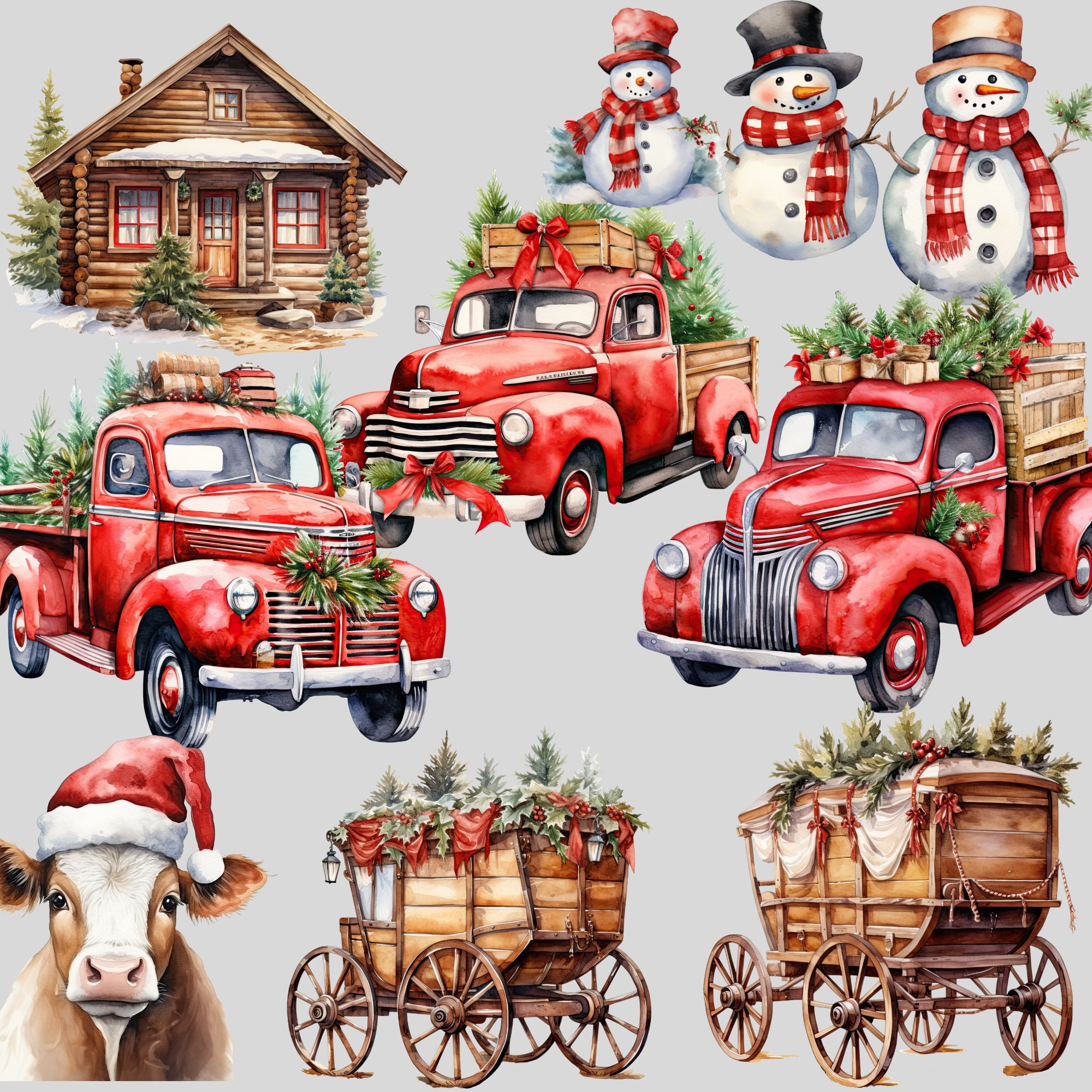 Watercolor Western Christmas Clipart: Cowboy Santa Pngs (46 Files) - Etsy