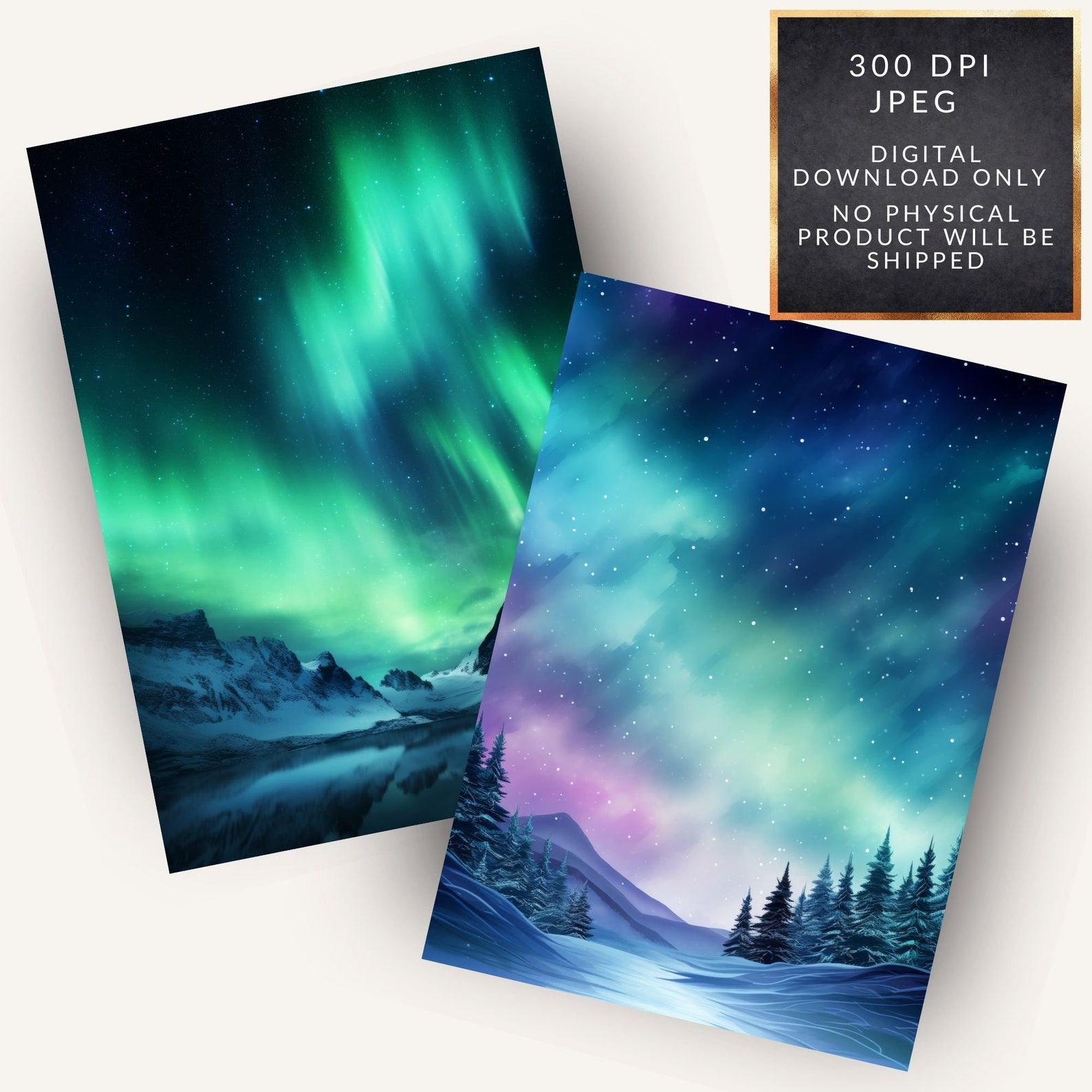 Northern Lights Digital Paper Clipart-backgrounds-paper Craft Supplies ...