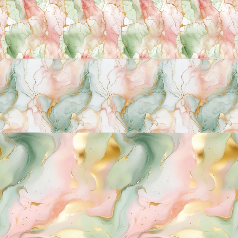 Sage Green, Blush Pink & Gold Alcohol Ink Foil Seamless Digital Paper ...