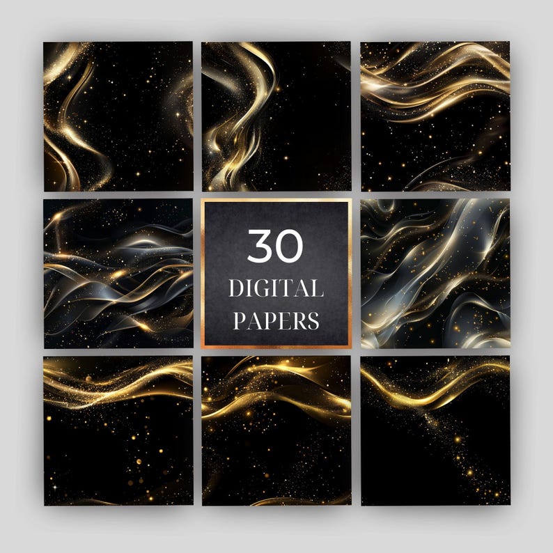 Gold Sparkle Seamless Digital Paper-black & Gold Glitter-jpeg Images ...