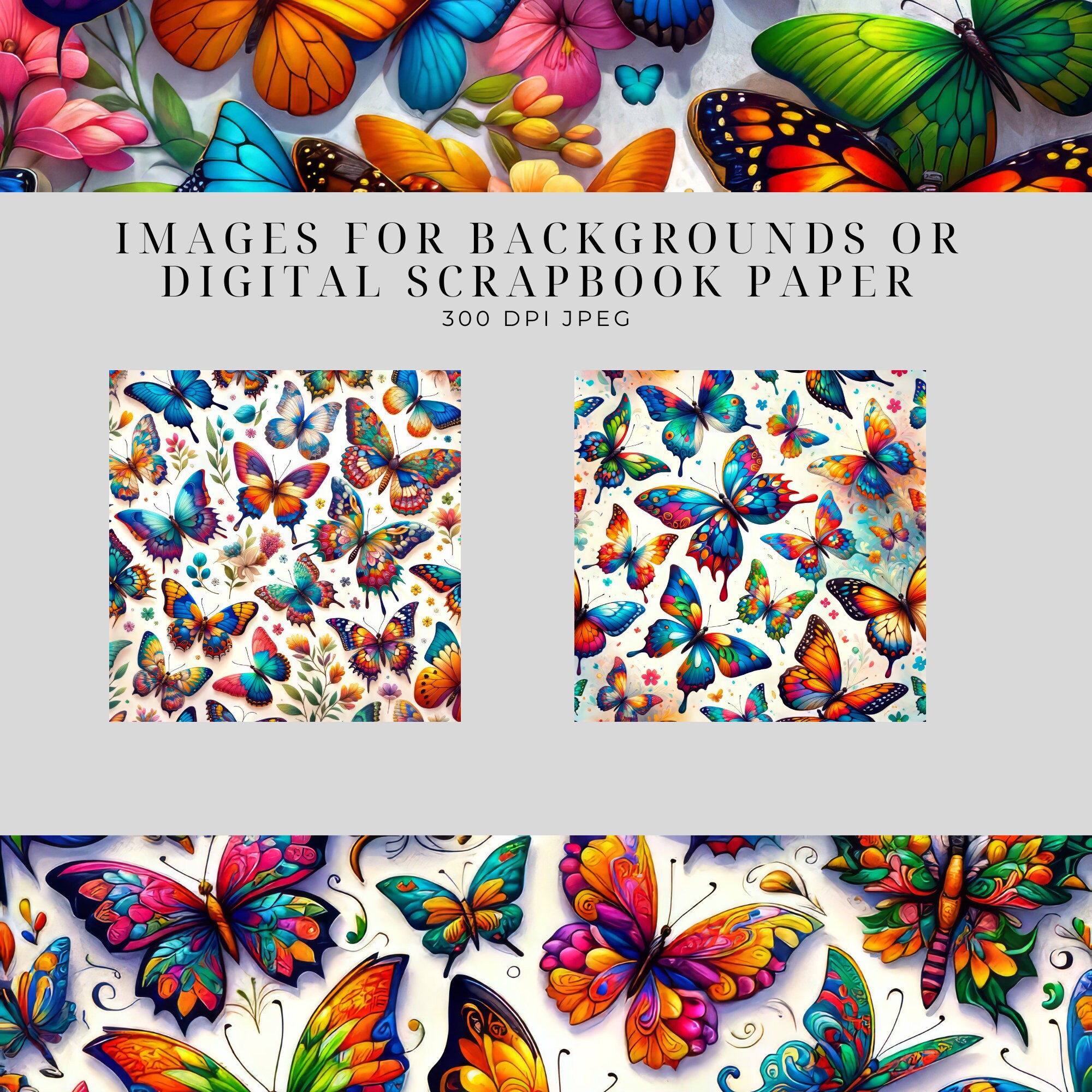 Watercolor Butterfly Garden Digital Paper-spring Background Clipart ...