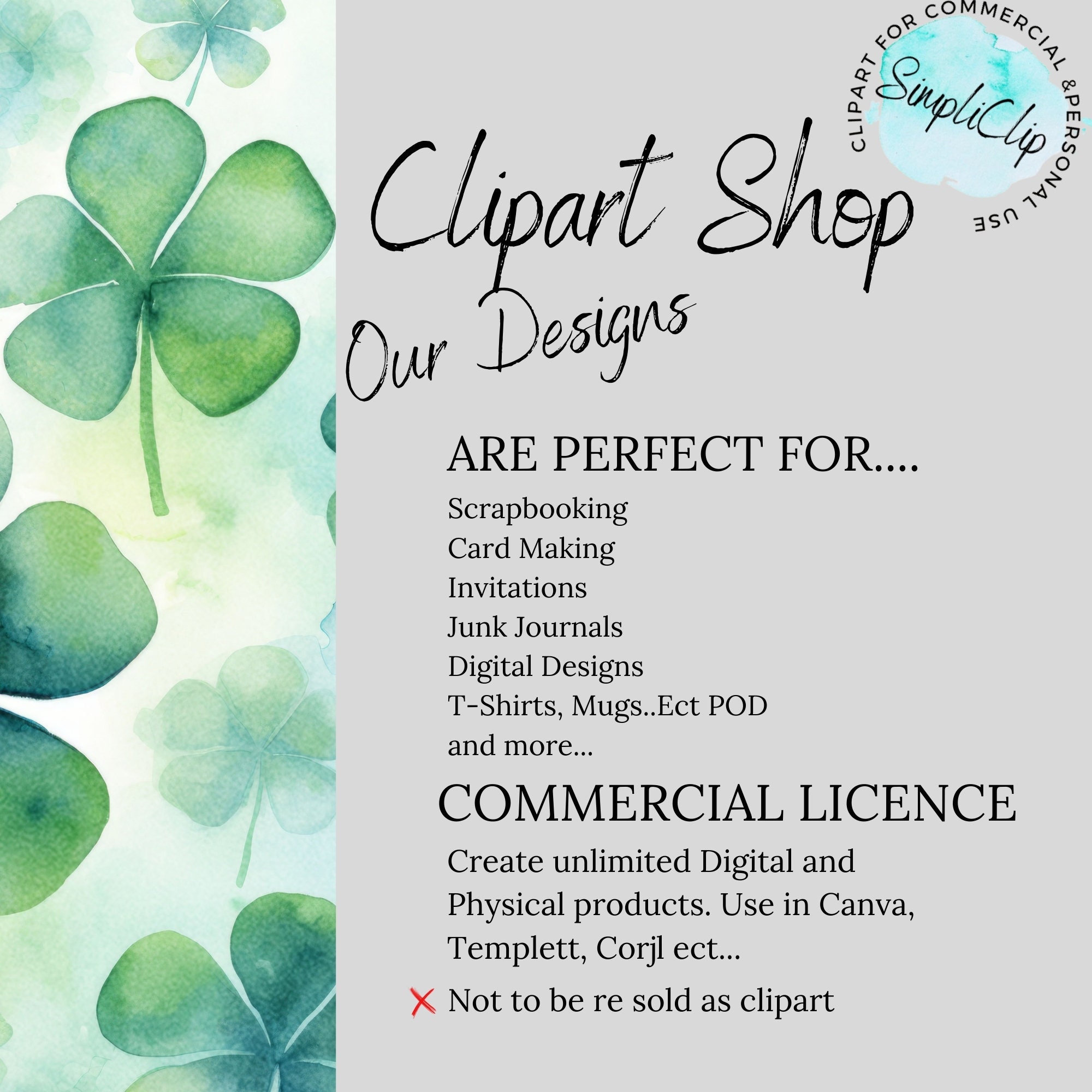 St. Patrick's Day Shamrock Watercolor Digital Paper Clipart-background ...