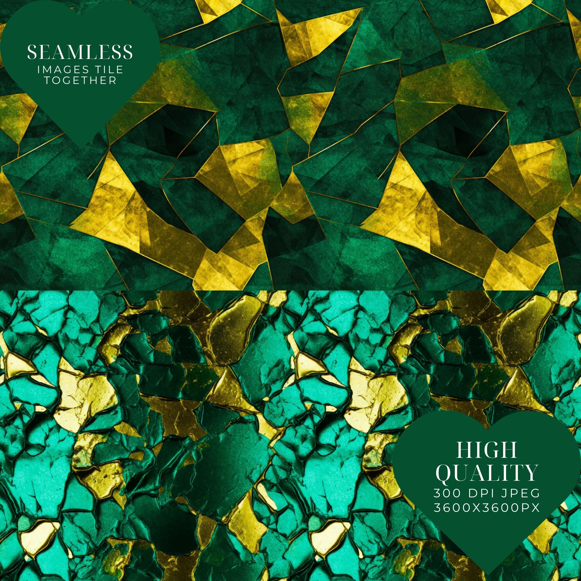 Emerald Green & Gold Foil Seamless Digital Paper Clipart-geometric ...