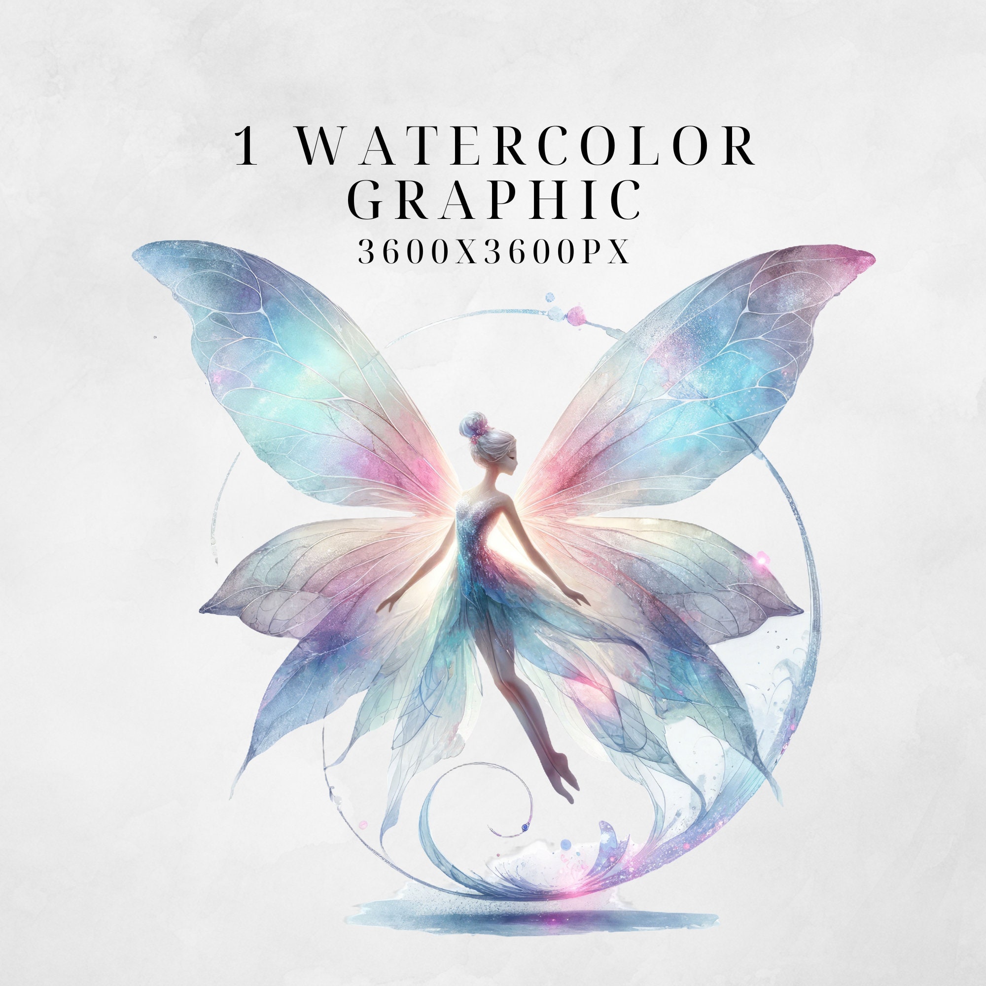 Watercolor Magical Fairy Clipart-single Image-fantasy Clipart 300DPI ...