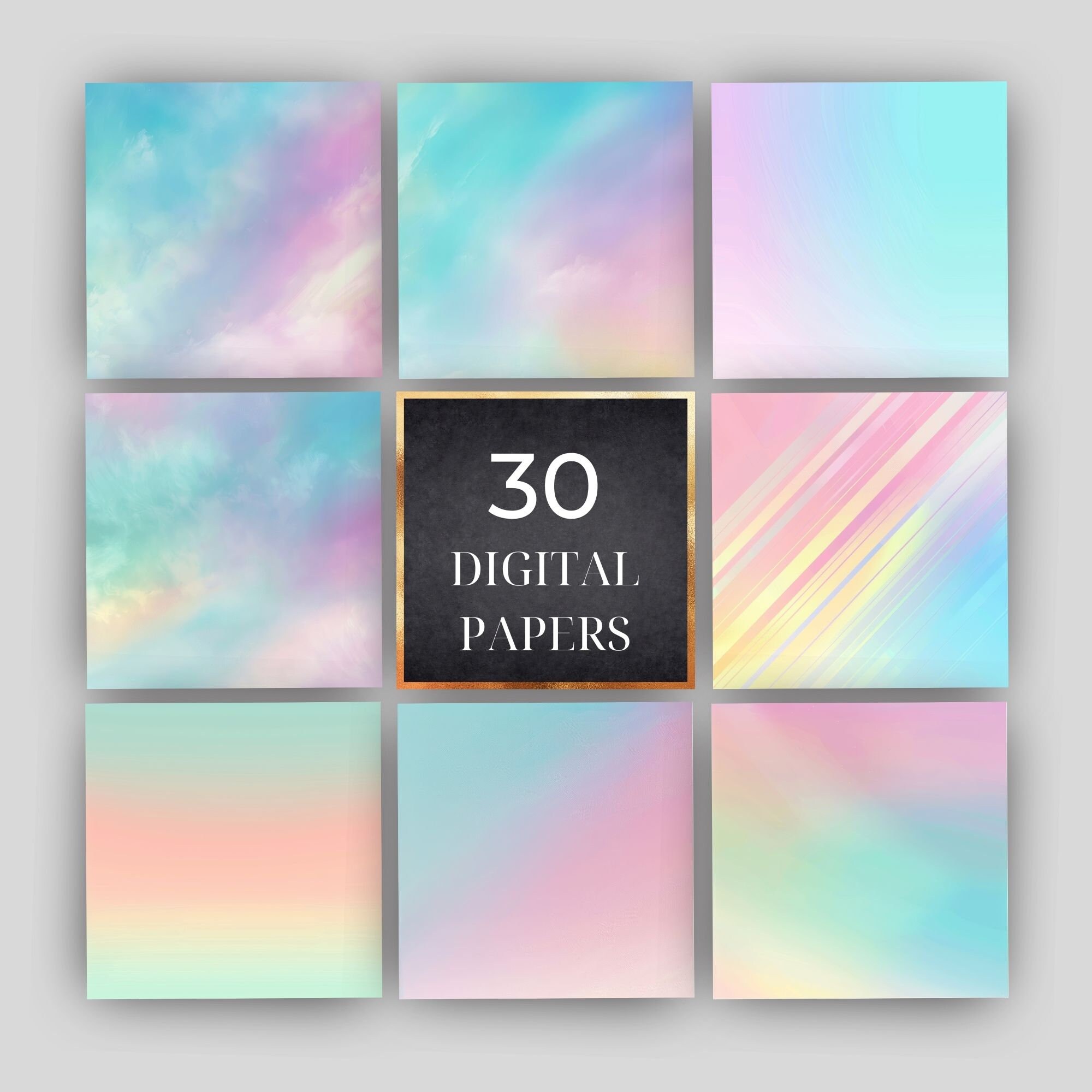 Calm Pastel Rainbow Gradient Digital Paper Clipart-jpeg-commercial Use ...