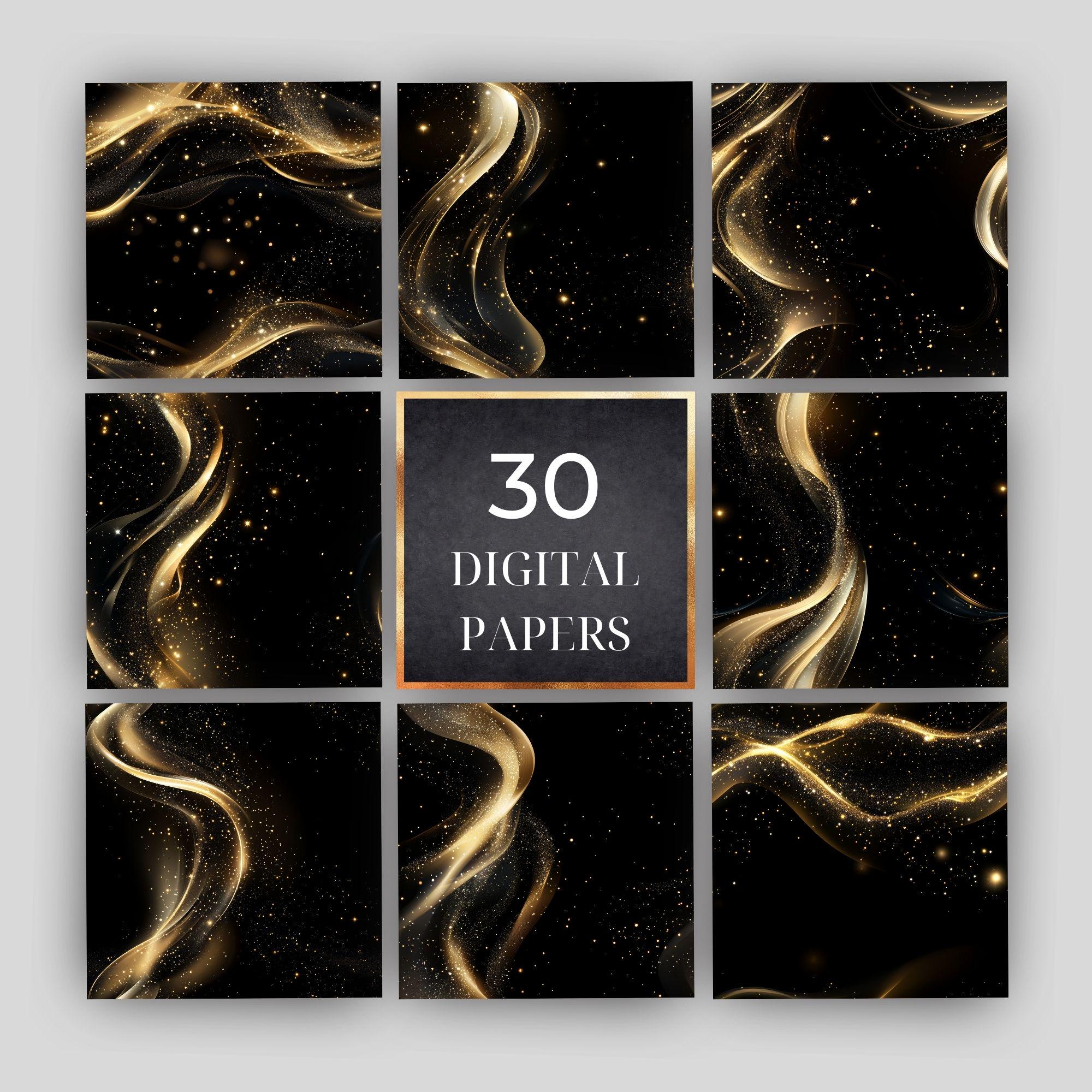 Gold Sparkle Seamless Digital Paper-black & Gold Glitter-jpeg Images ...