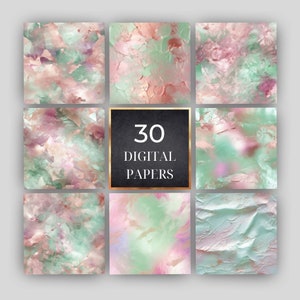 Sage and Pink Digital Papers Seamless-metallic Marble Textures ...