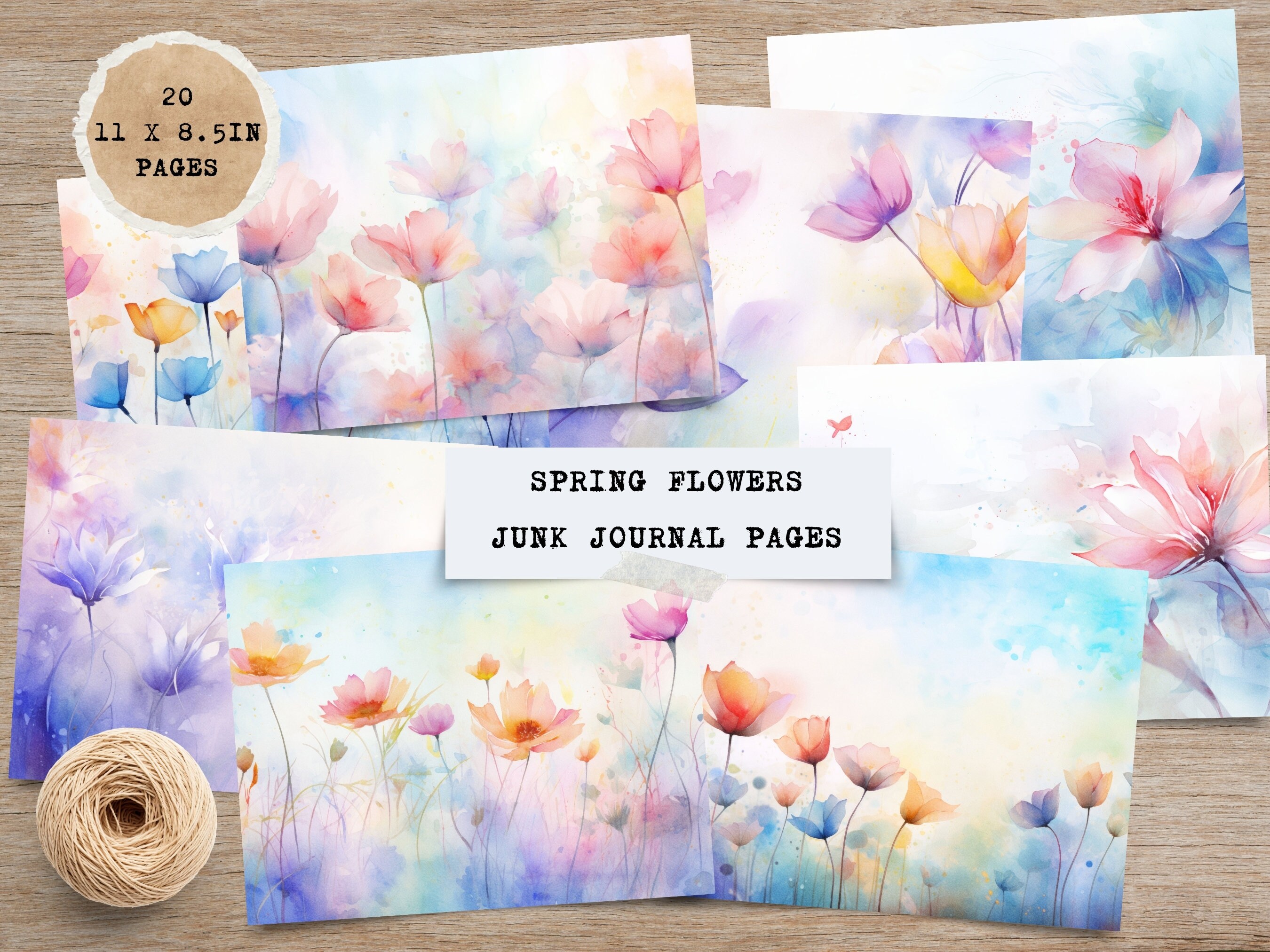 Watercolor Spring Flowers Clipart-commercial Use-us Letter Size Digital ...