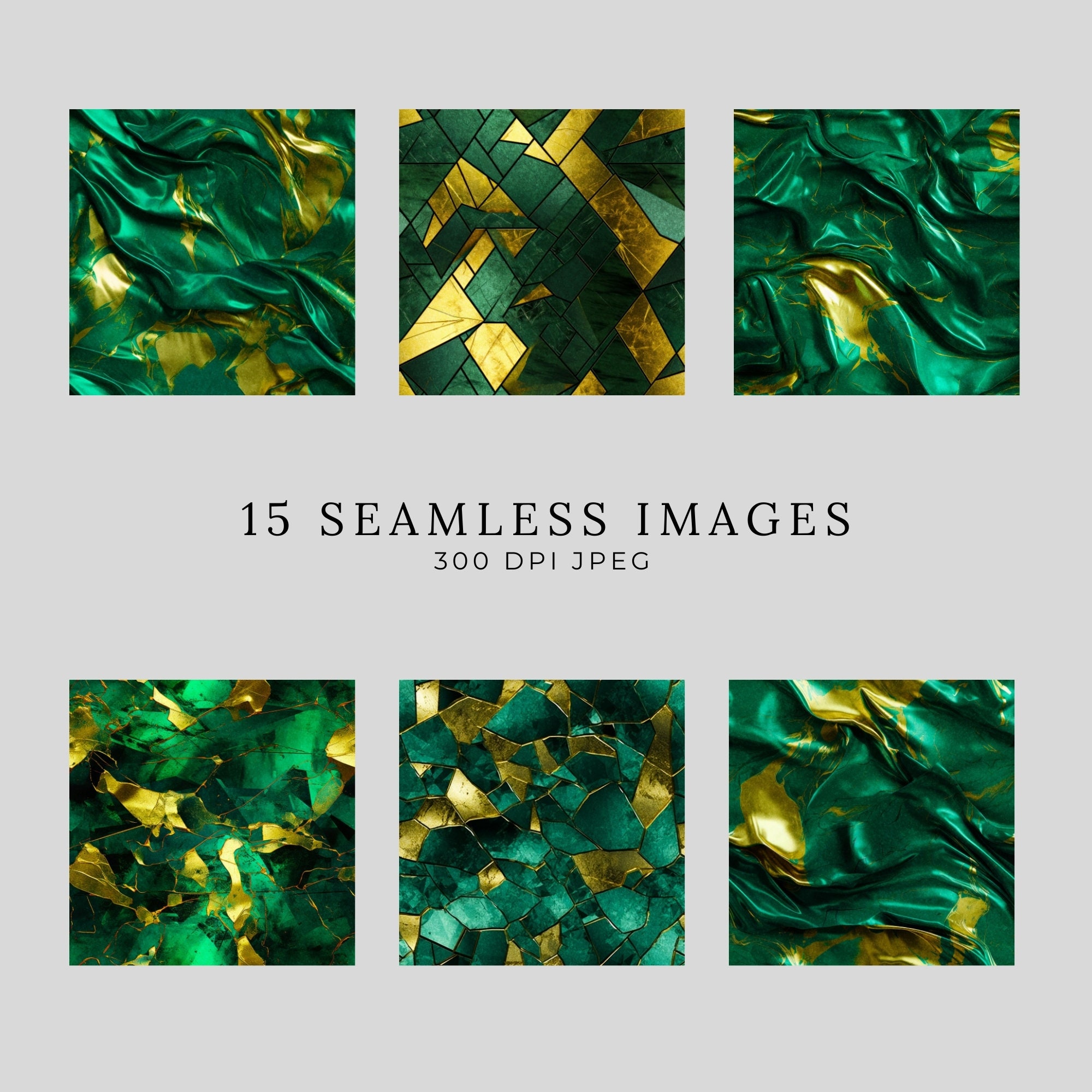 Emerald Green & Gold Foil Seamless Digital Paper Clipart-geometric ...