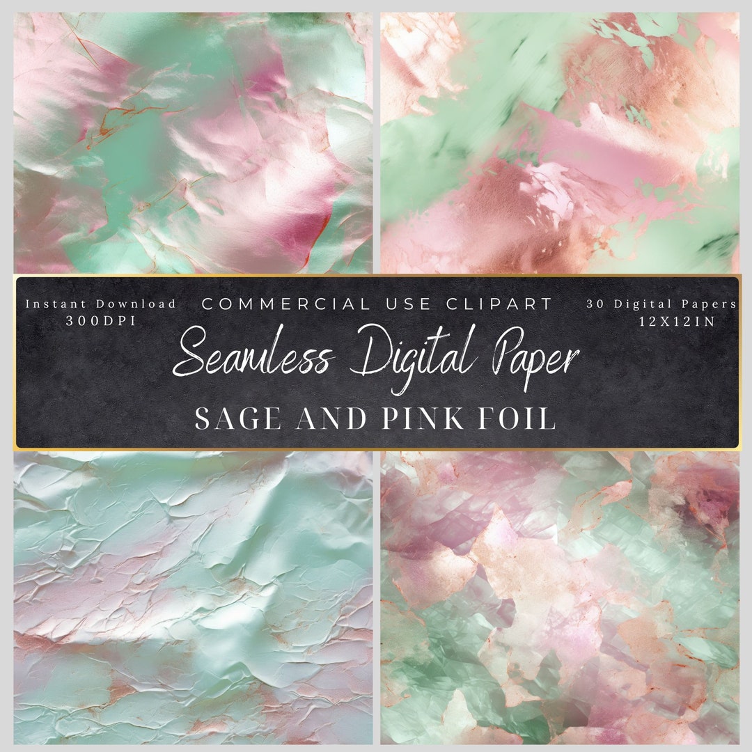 Sage and Pink Digital Papers Seamless-metallic Marble Textures ...