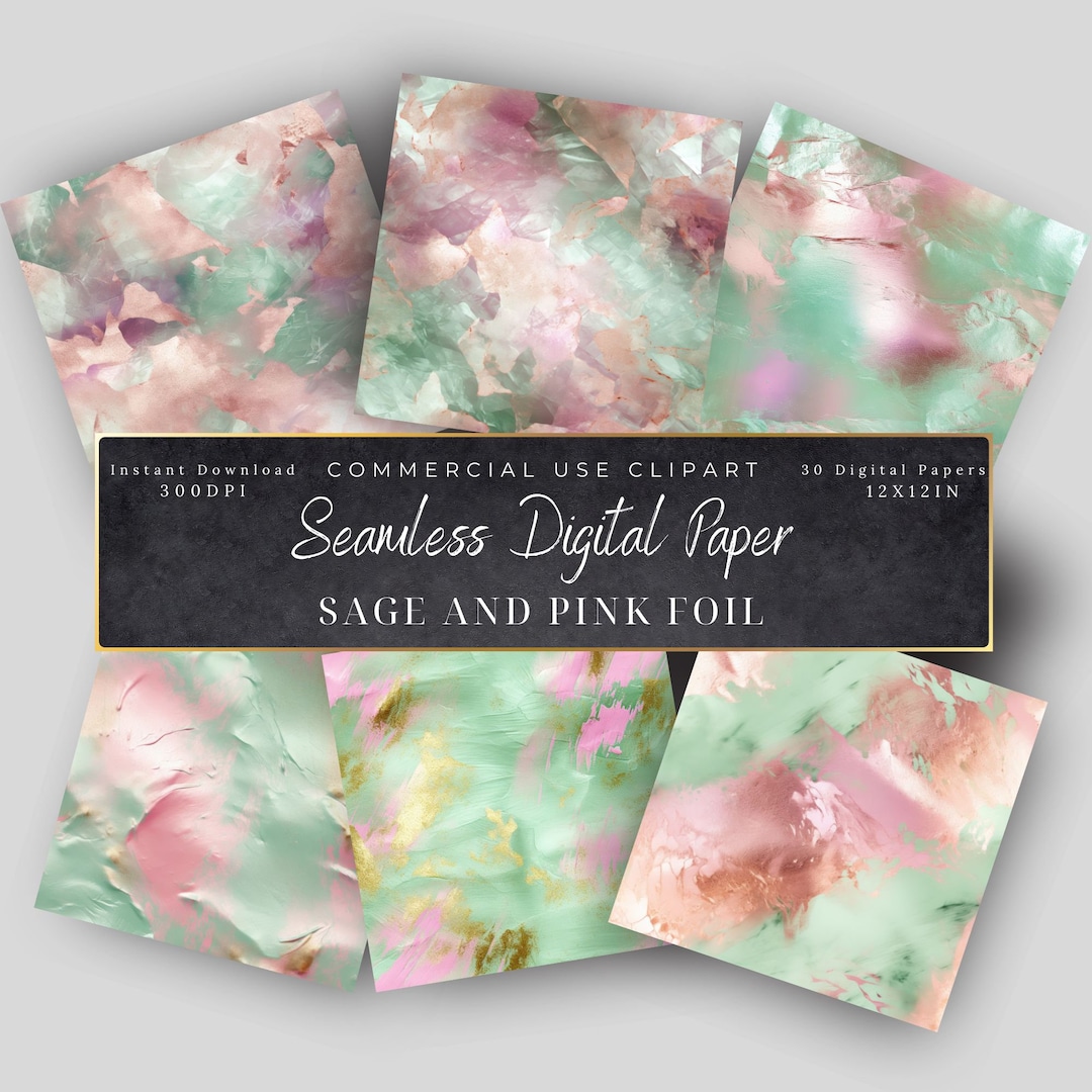 Sage and Pink Digital Papers Seamless-metallic Marble Textures ...