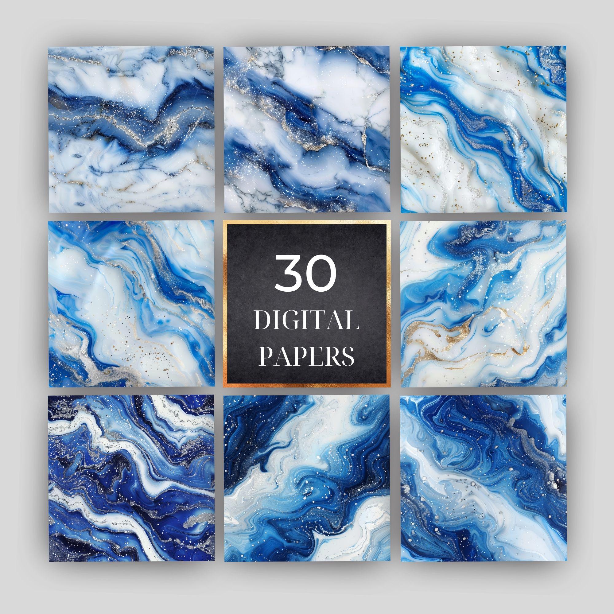 Blue Marble Digital Paper Clipart-seamless Tiles-commercial Use ...