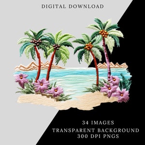 Summer Beach Embroidery Designs Clipart | Craft | Digital Download ...