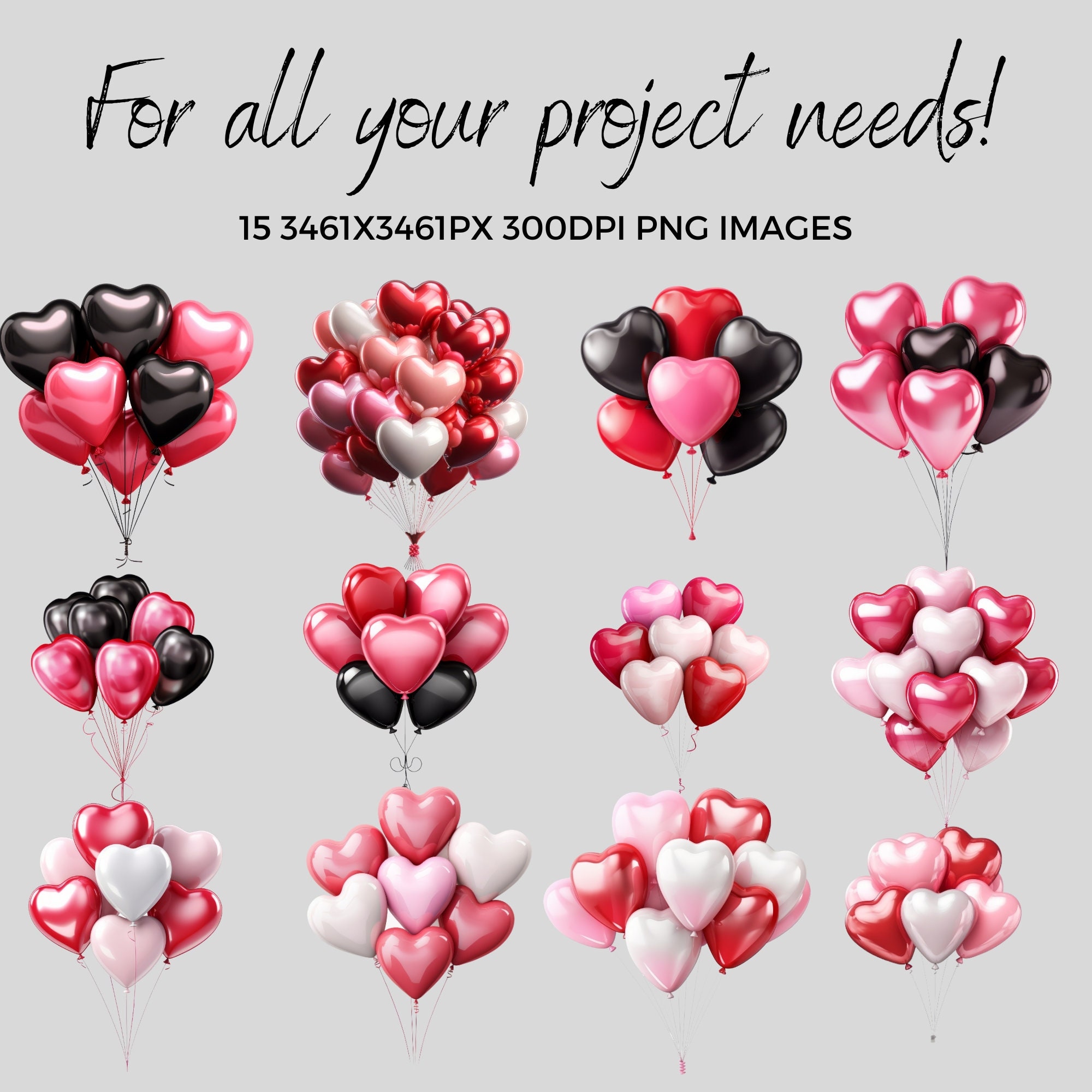 Heart Balloon Clipart-red & Pink 300DPI Transparent Png-valentine's ...