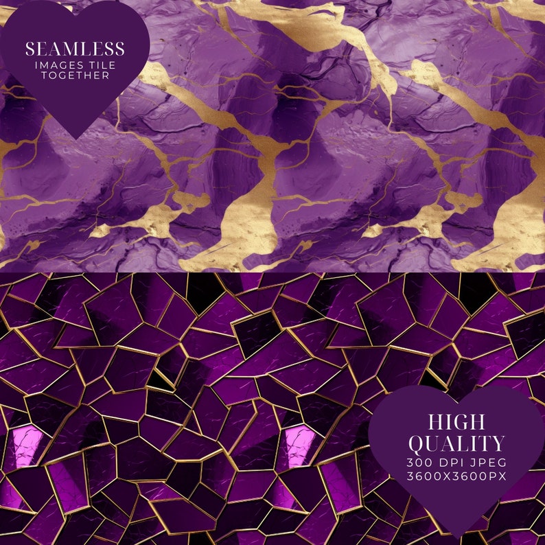 Purple & Gold Foil Texture Seamless Digital Paper Clipart-commercial ...