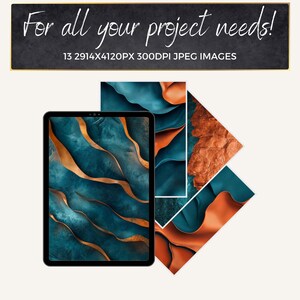 Teal & Burnt Orange Digital Paper Clipart-backgrounds-paper Craft ...