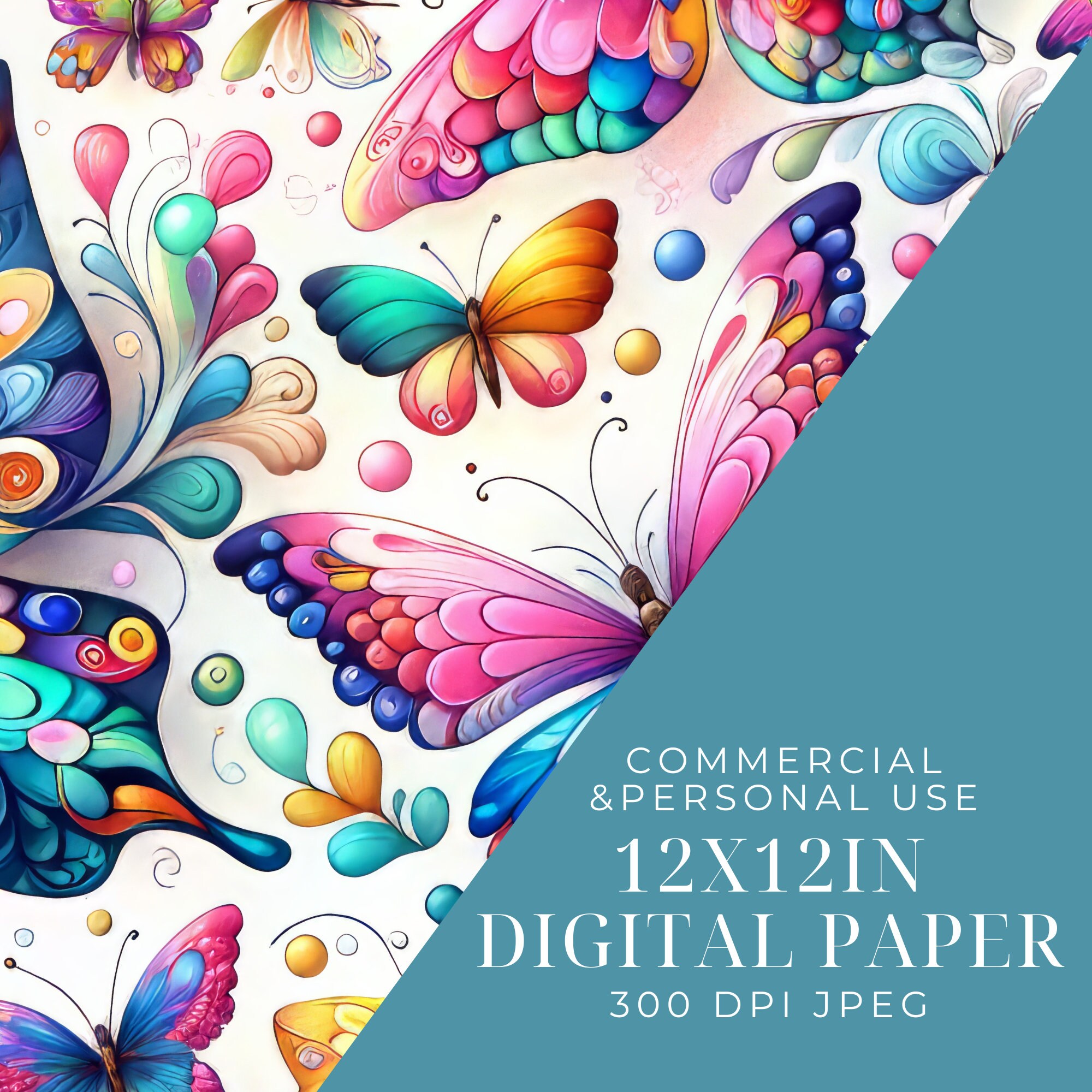 Watercolor Butterfly Garden Digital Paper-spring Background Clipart ...