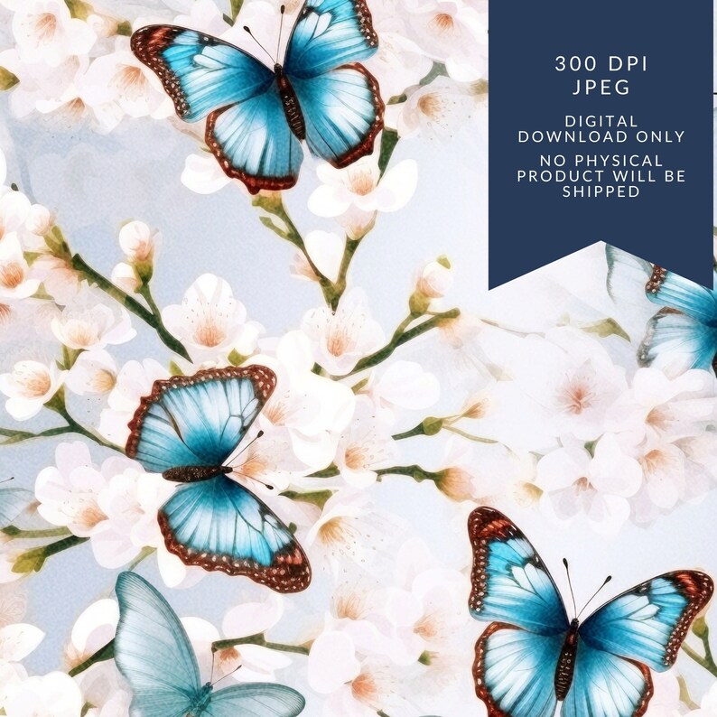 Butterfly Garden Digital Paper: Spring Floral US Letter (digital ...