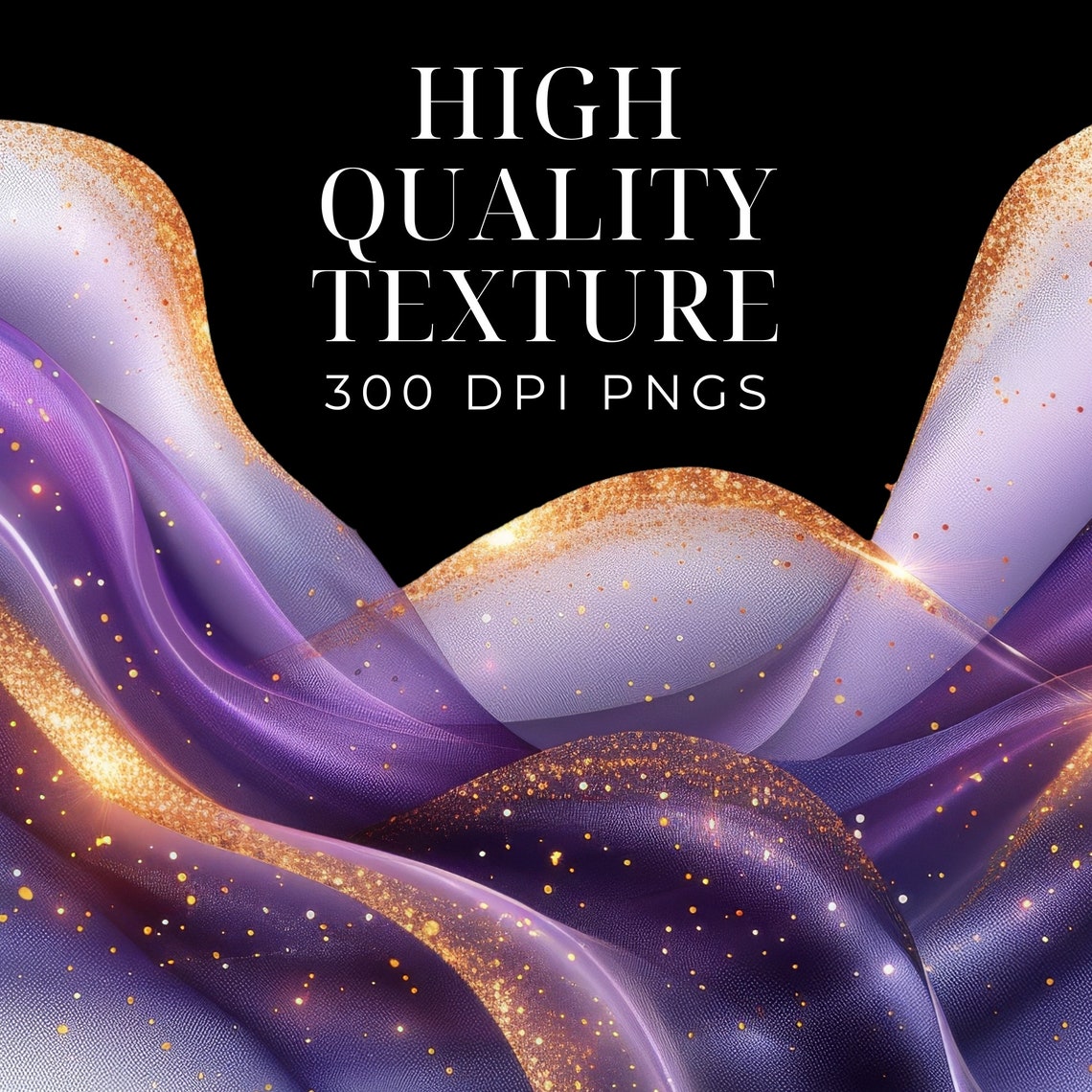 Purple & Gold Glitter Border Clipart Texture - 300DPI Transparent ...