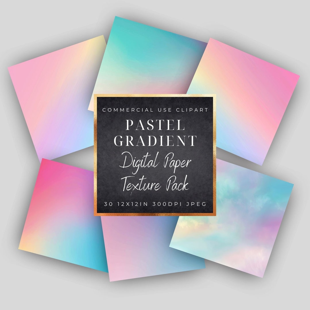 Calm Pastel Rainbow Gradient Digital Paper Clipart-jpeg-commercial Use ...