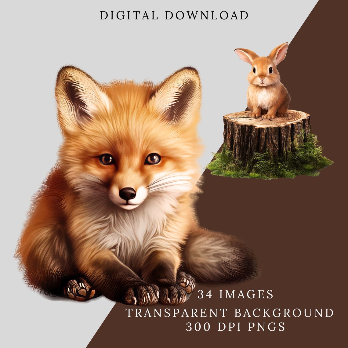 Woodland Animal Clipart: Forest Creatures PNG (commercial Use) - Etsy