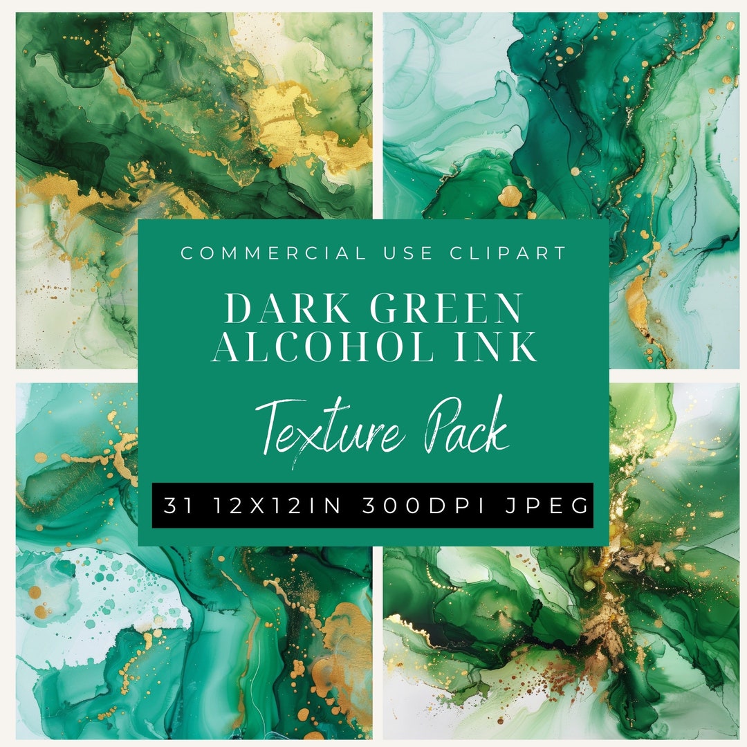 Emerald Green Digital Paper- Gold Alcohol Ink Texture Clipart-jpeg ...