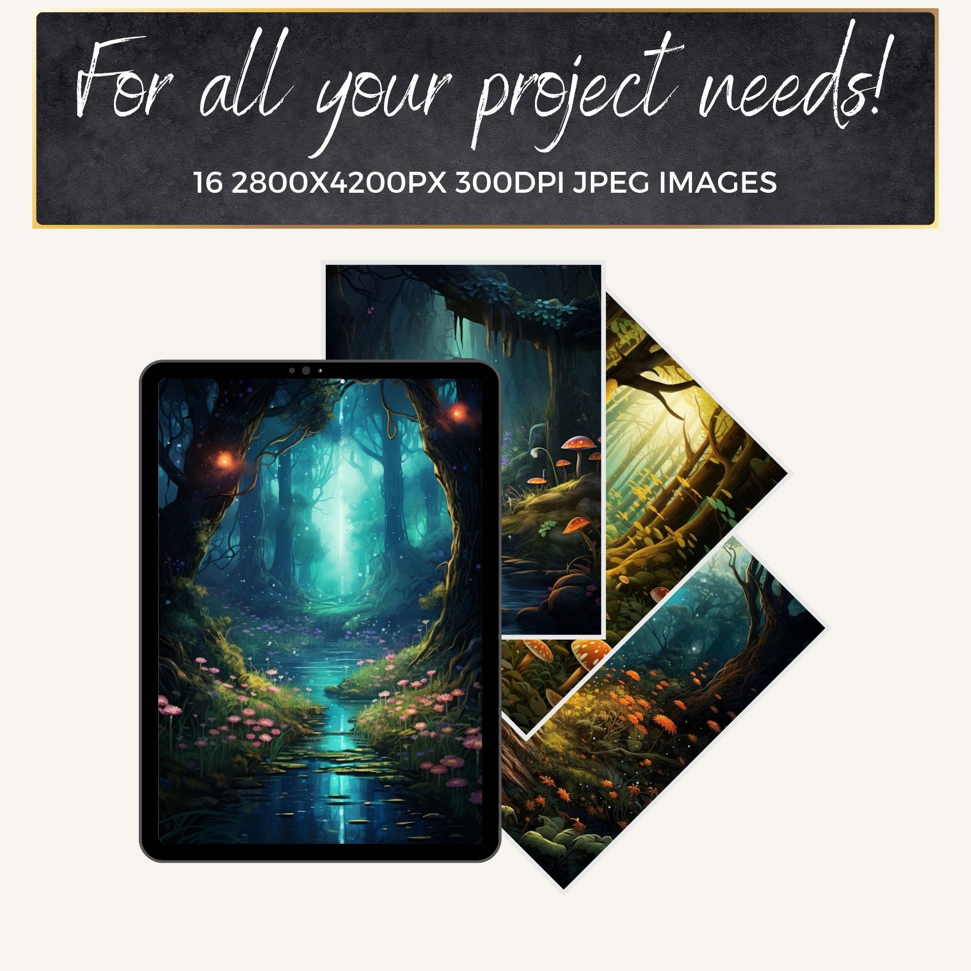 Enchanted Forest Background for Invitation-digital Paper Craft Supplies ...