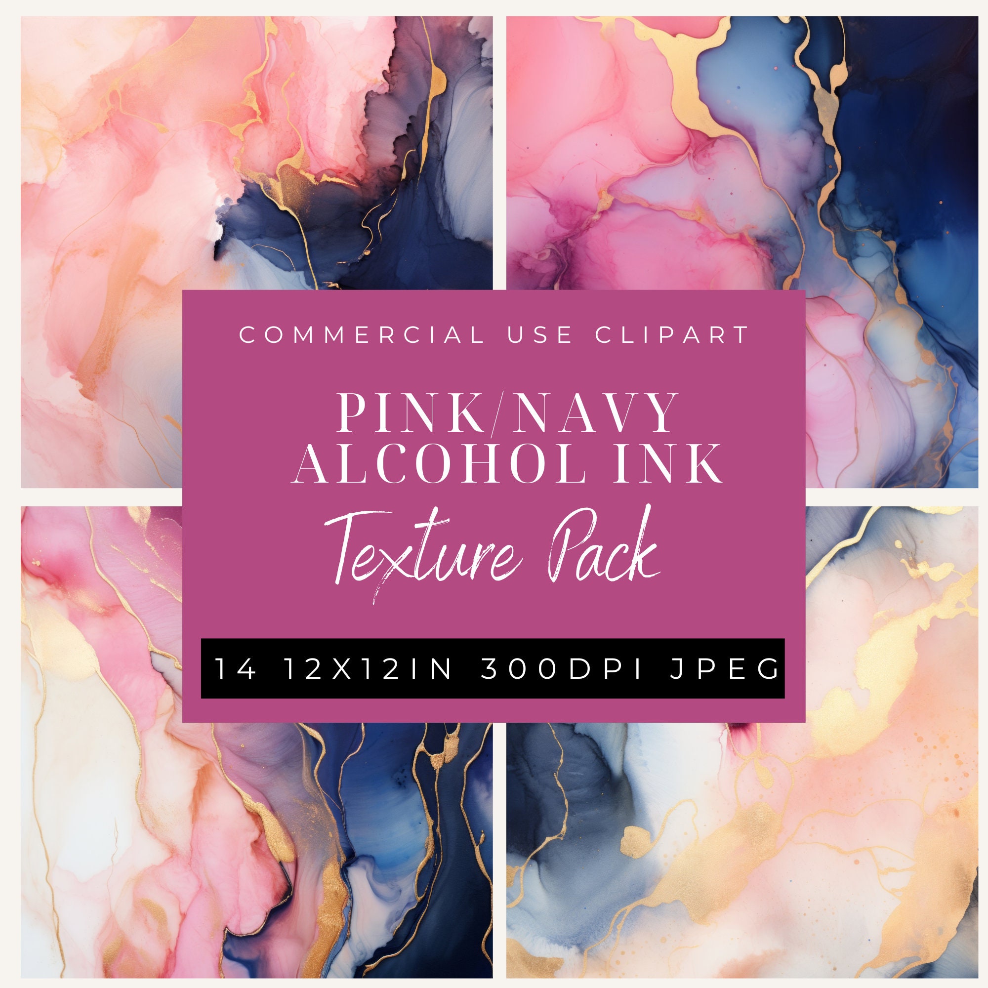 Navy Blue Pink Blush Alcohol Ink Texture Clipart-jpeg Images commercial ...