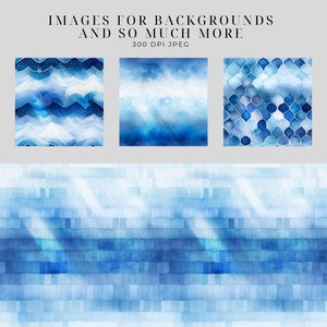 Blue Watercolor Seamless Digital Paper-mermaid Scales-blue Sky-chevron ...