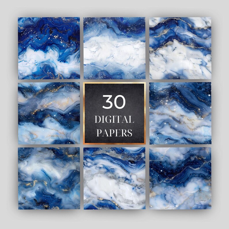 Blue Marble Digital Paper Clipart-seamless Tiles-commercial Use ...