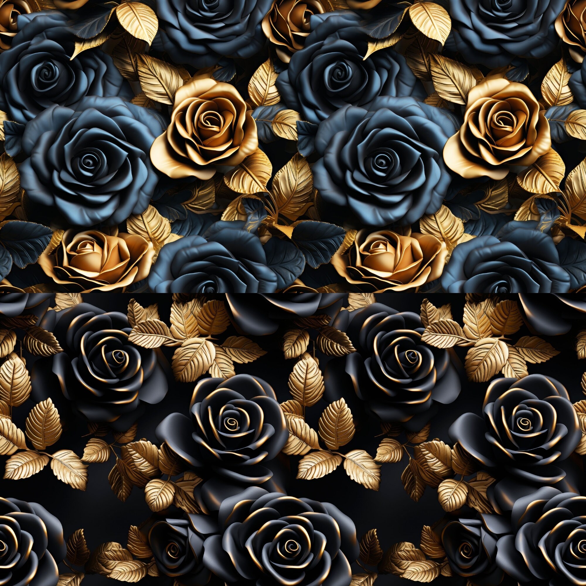 Black & Gold Roses Seamless Digital Paper, Gothic Rose Floral Patterns ...