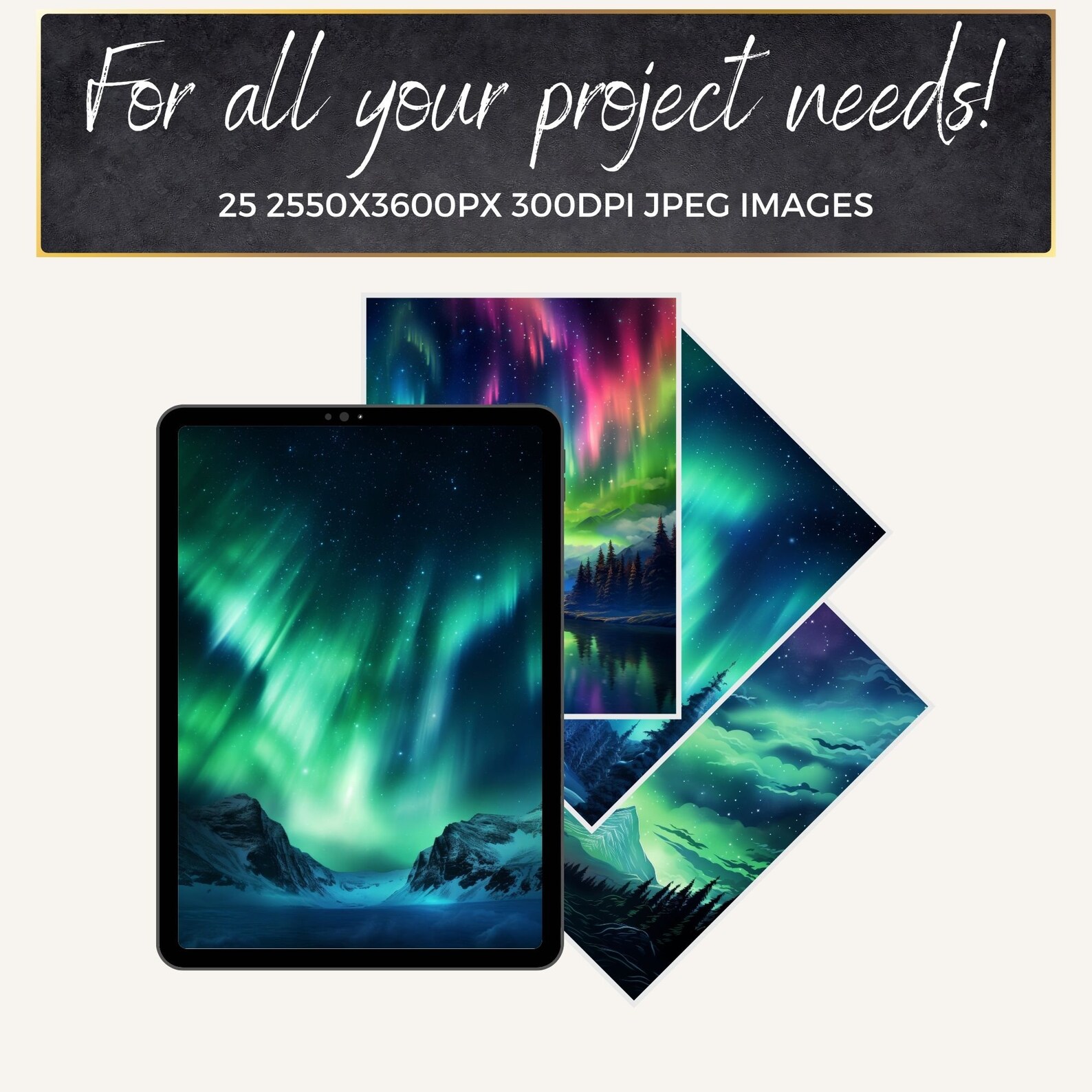 Northern Lights Digital Paper Clipart-backgrounds-paper Craft Supplies ...